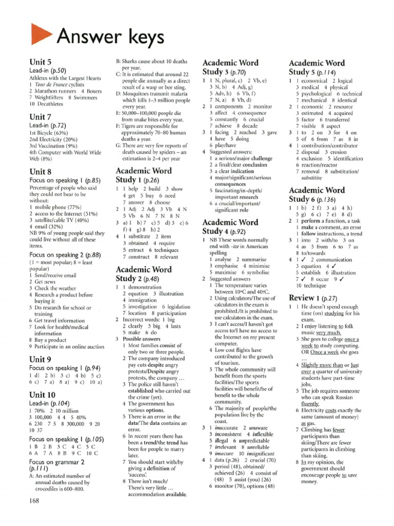 Answer Key Focus On IELTS Foundation | PDF