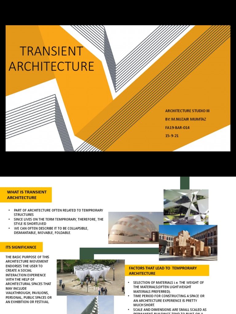 Transient Architecture: Architecture Studio Iii By: M.Nuzair Mumtaz ...