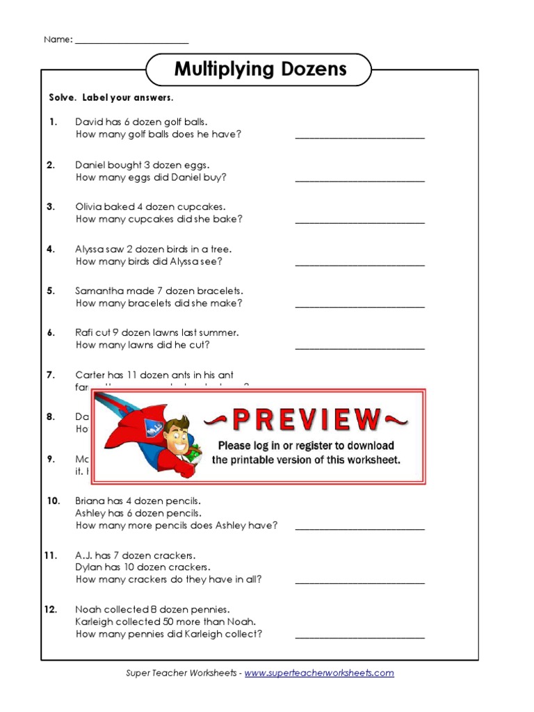 Multiplying Dozens: Name | PDF