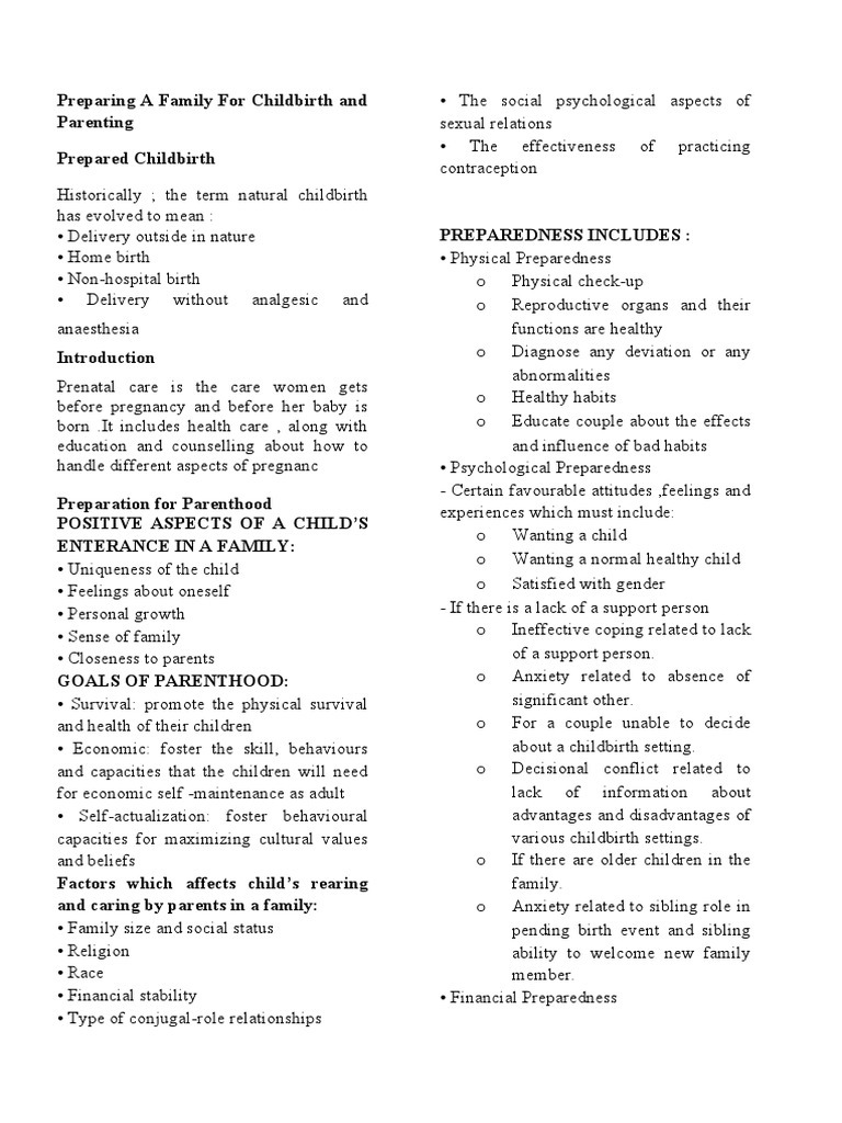 Preparing for Childbirth and Parenthood | PDF | Childbirth | Pregnancy