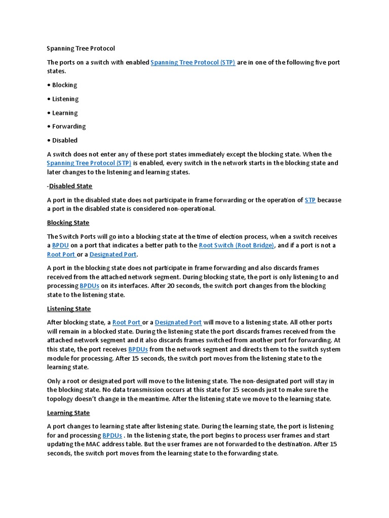 Spanning Tree Protocol | PDF | Network Switch | Computing