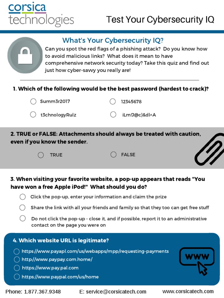 Cybersecurity Awareness Quiz | PDF | Security | Computer Security