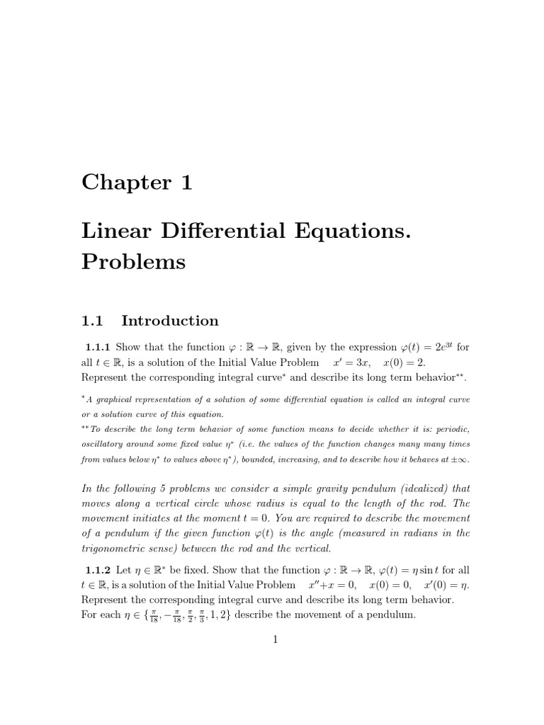 Linear Differential Equations. Problems | PDF | Equations | Eigenvalues And Eigenvectors