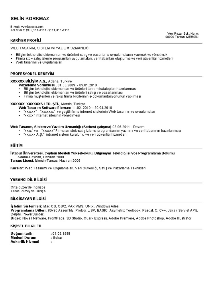 Kronolojik CV Ornegi 2 | PDF