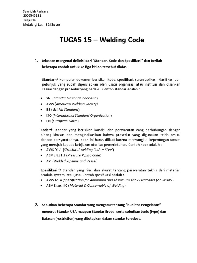 Tugas15 - Welding Code | PDF