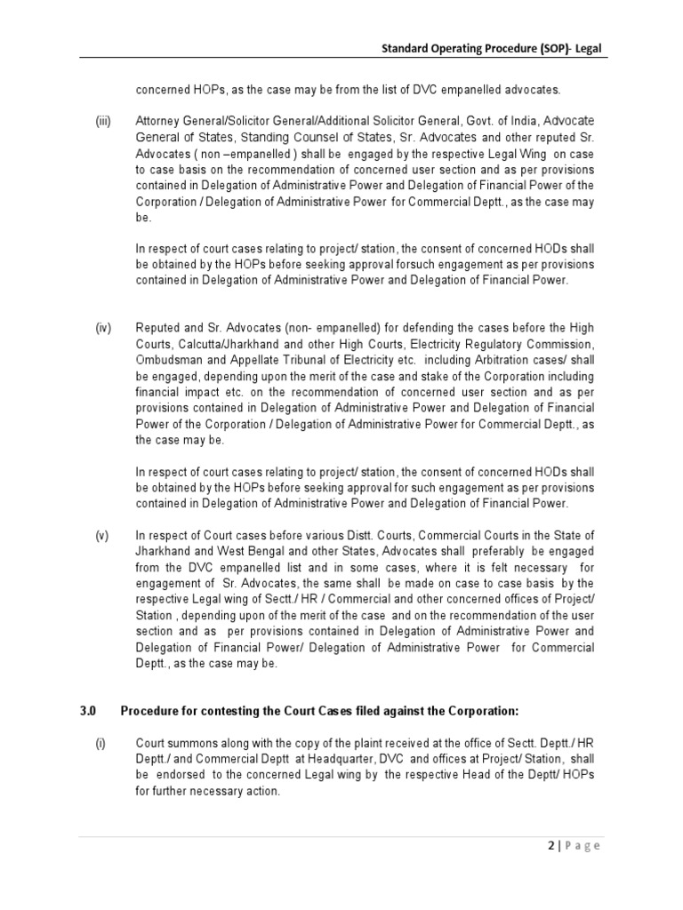 Standard Operating Procedure (SOP) - Legal | PDF | Advocate | Barrister