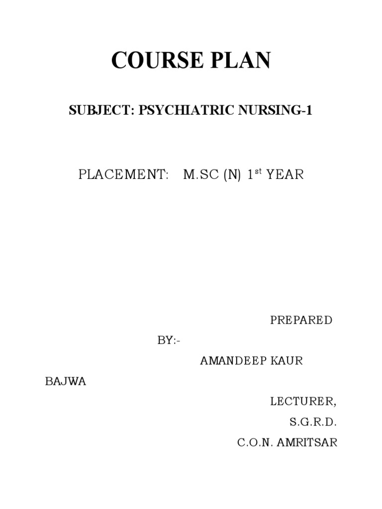 Course Plan of Psychiatric MSC 2003 | PDF | Psychiatry | Psychiatric ...