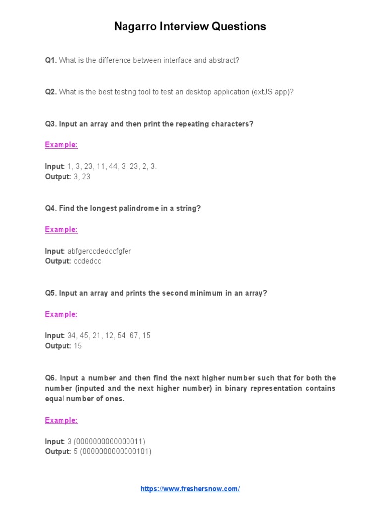 Nagarro Interview Questions Overview | PDF