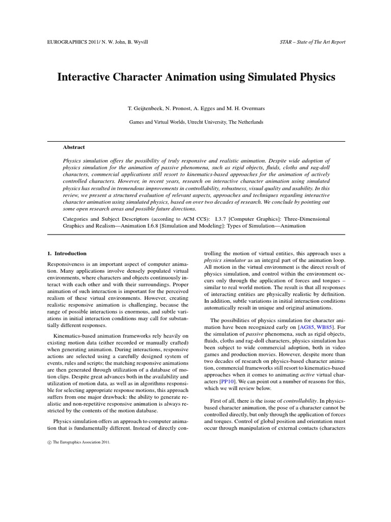Interactive Character Animation Using Simulated Physics | PDF | Force ...