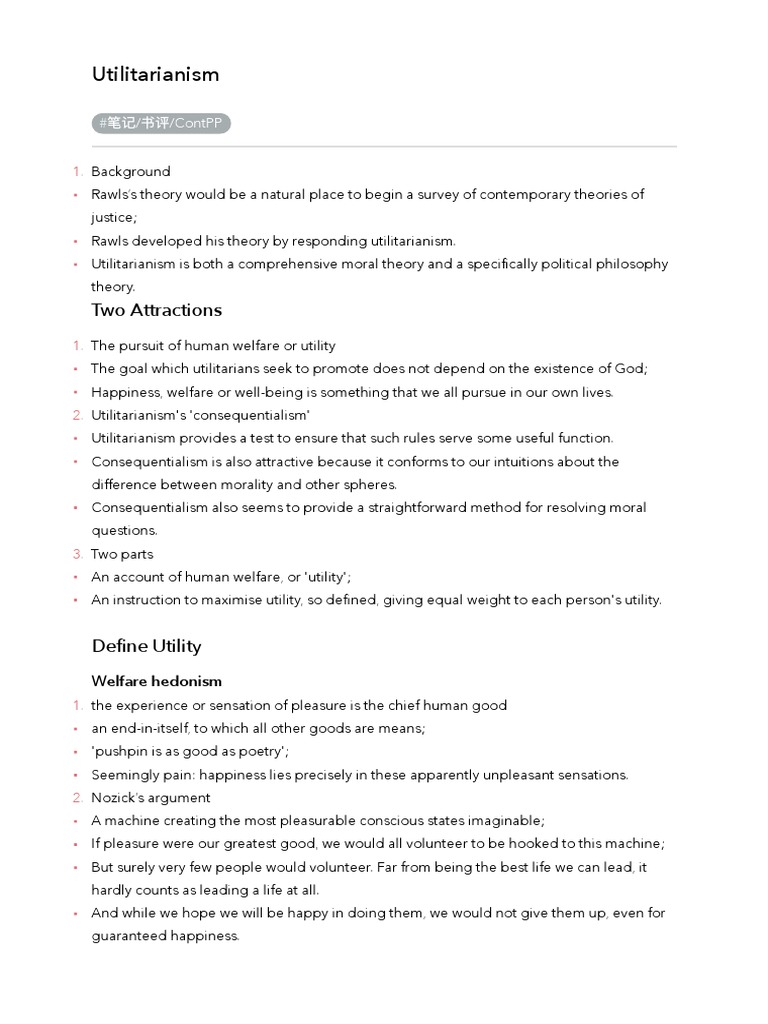 Utilitarianism Two Attractions Pdf Utilitarianism Crime Violence