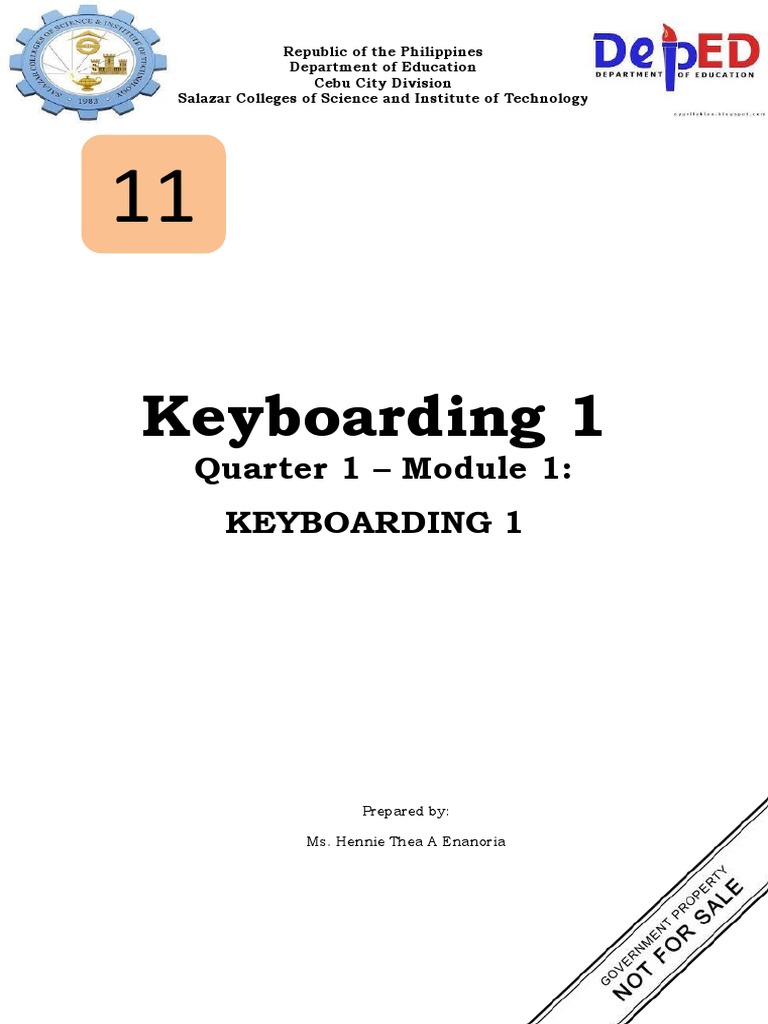 Quarter 1 - Module 1: Keyboarding 1 | PDF | Text | Input/Output