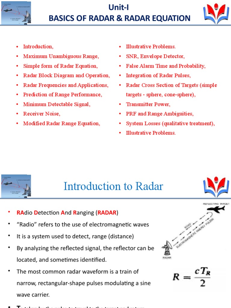 Unit-I Radar Engineering | PDF | Radar | Detector (Radio)