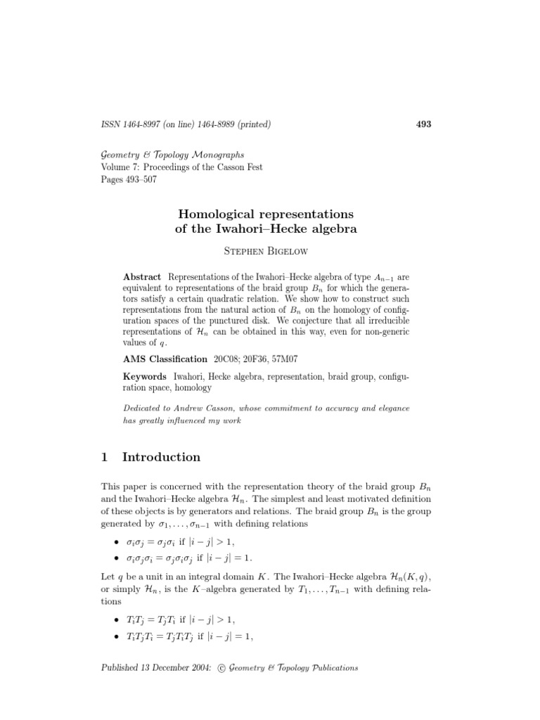 Homological Representations of the Iwahori-Hecke Algebra: Constructing Representations from ...