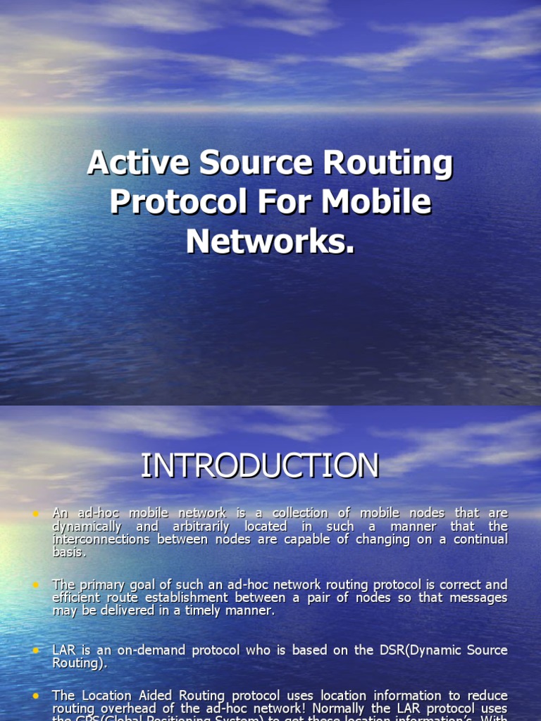 Active Source Routing Protocol For Mobile Networks | PDF | Encryption ...