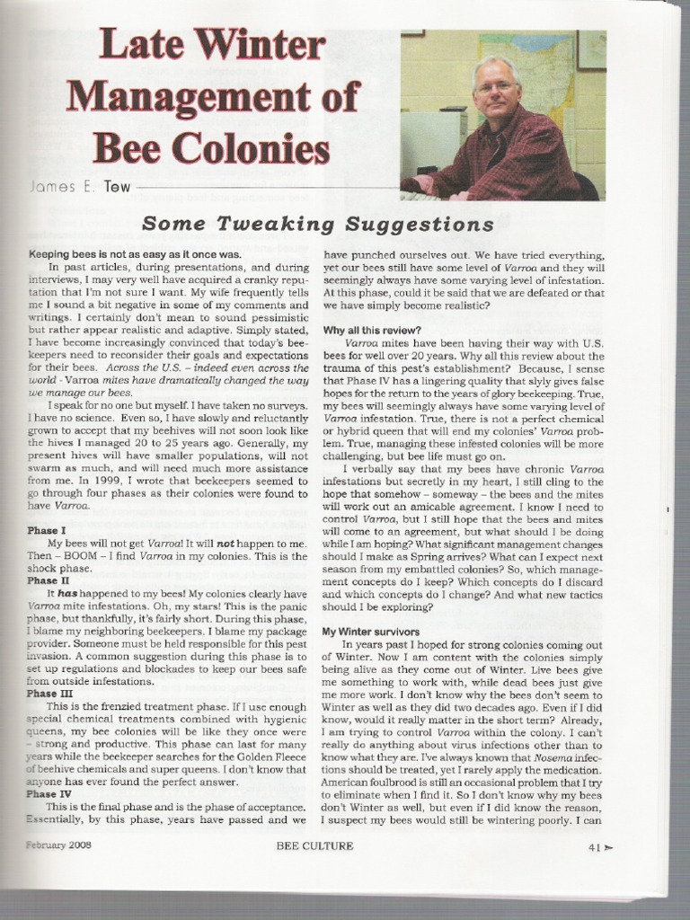 Late Winter Management of Bee Colonies | PDF | Beehive | Beekeeping