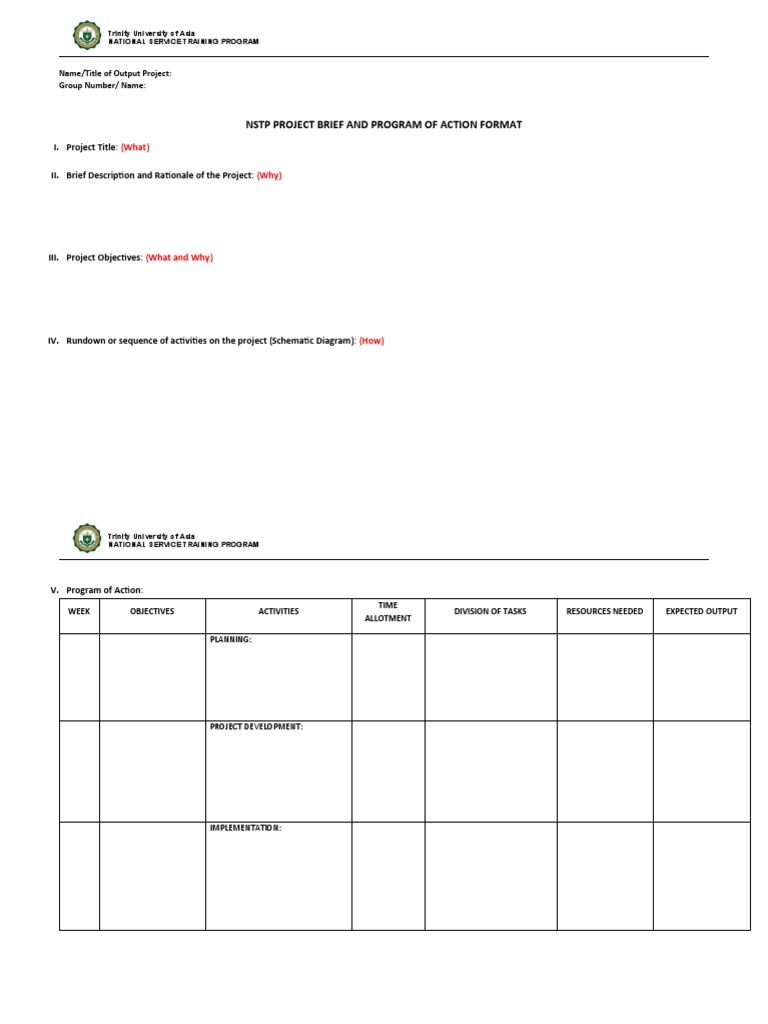 NSTP02 Project Brief and Program of Action | PDF