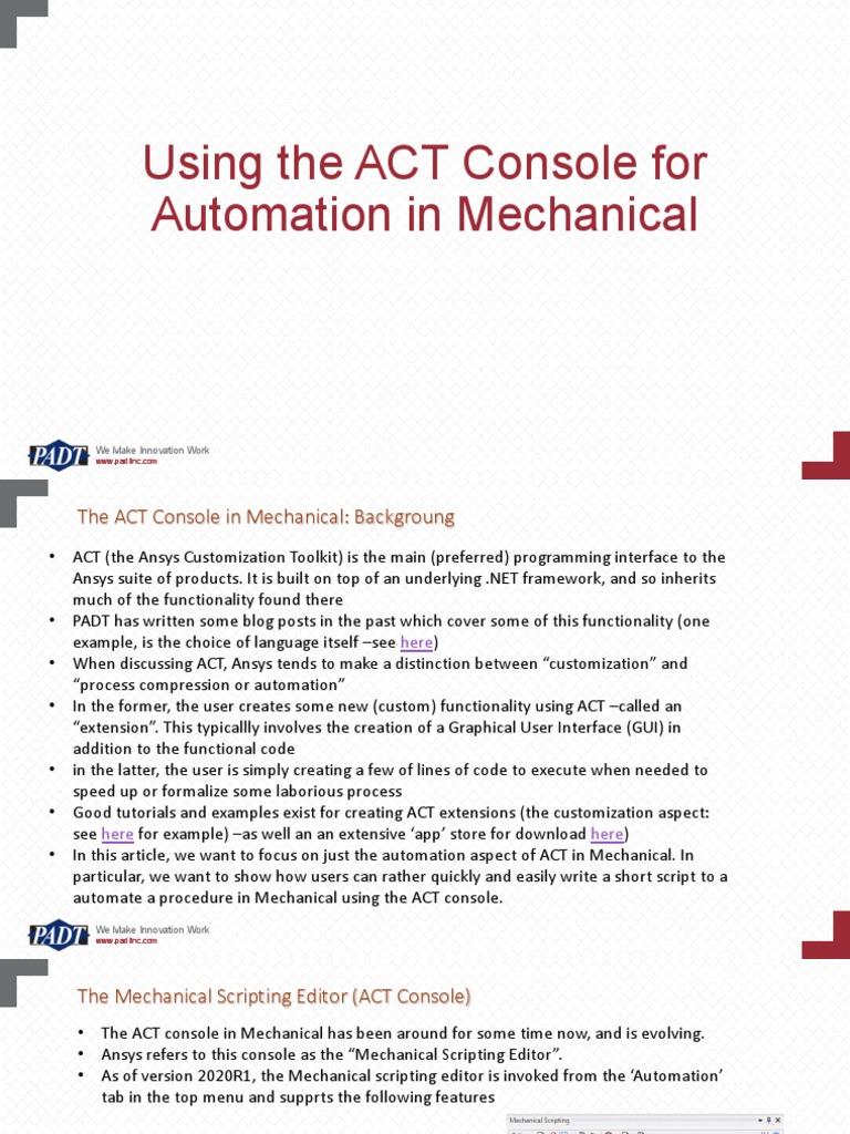Using The ACT Console For Automation in Mechanical: We Make Innovation ...