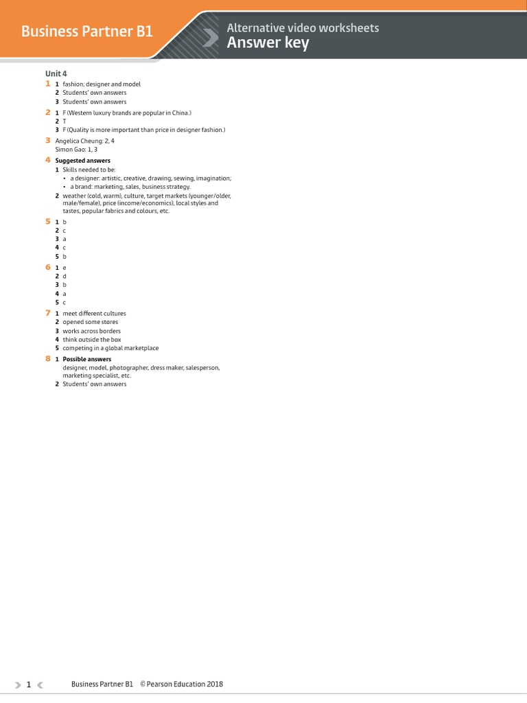 Answer Key: Business Partner B1 | PDF