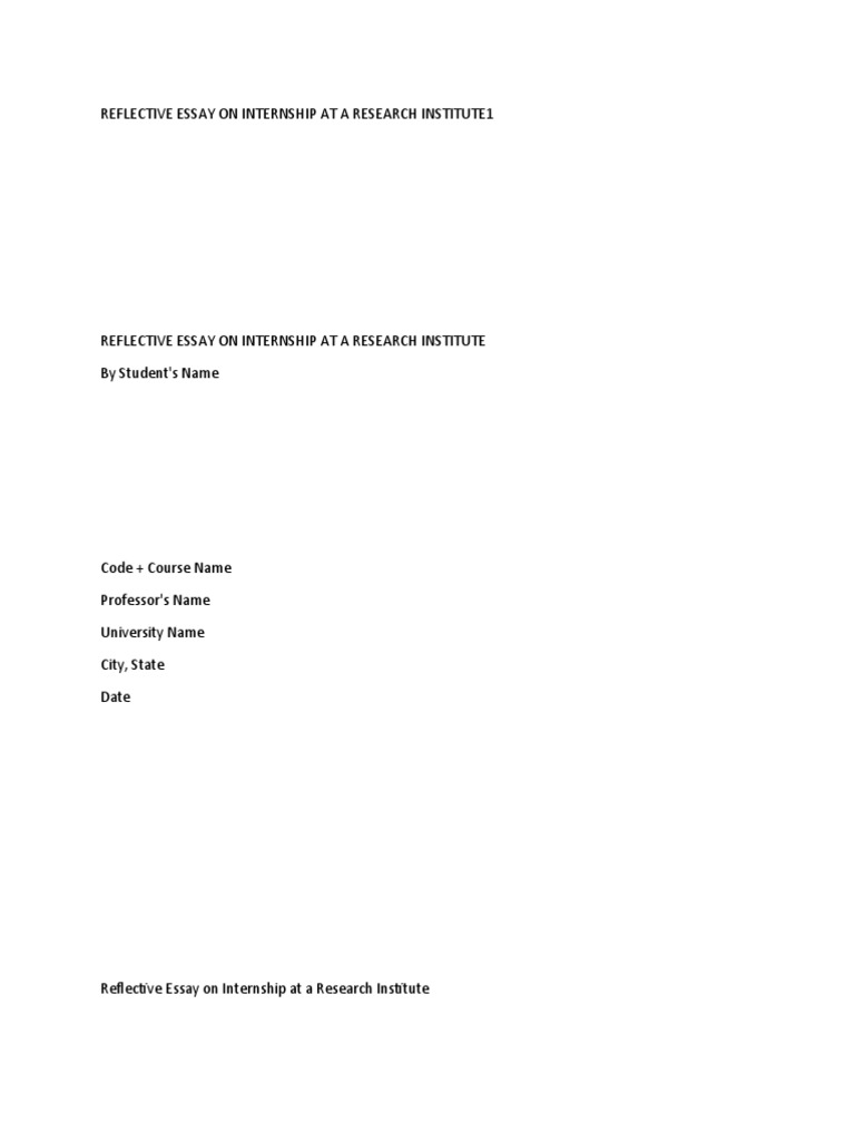 Reflective Essay On Internship at A Research Institute1 | PDF | Stroke ...