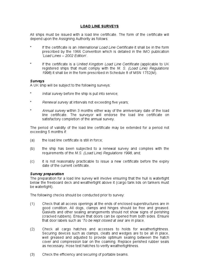 LOAD LINE SURVEYS | Ships | Watercraft