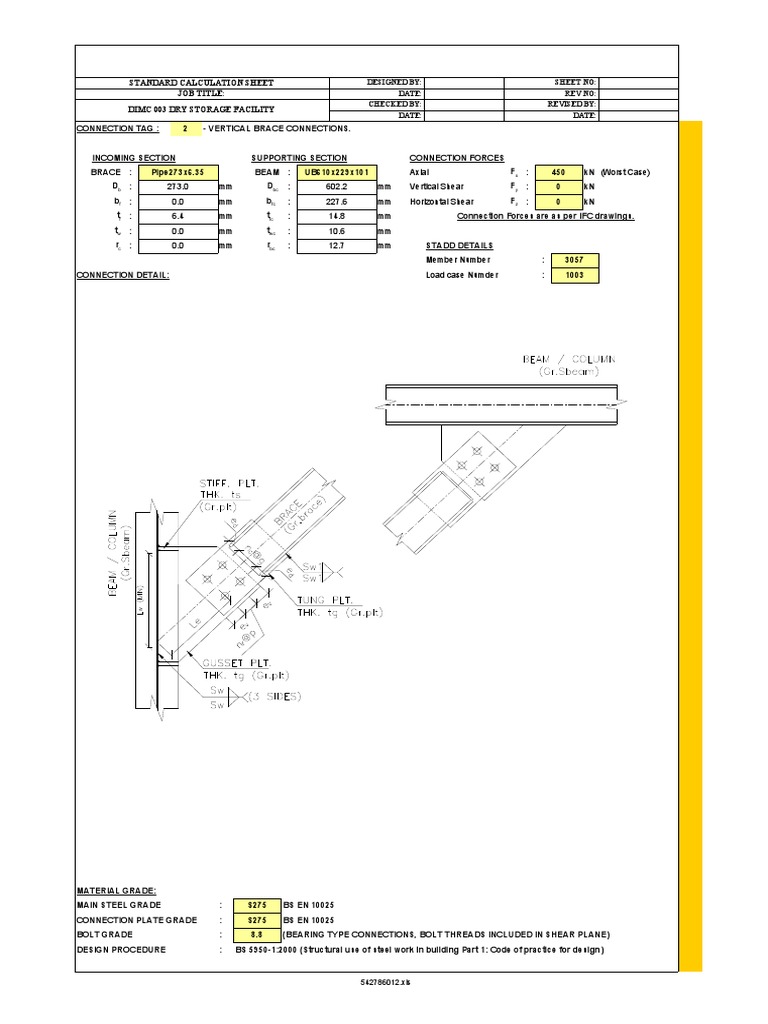 02) PIPE244.5x6.3 V-BRACE - GUSSET PLT. | PDF | Screw | Beam (Structure)