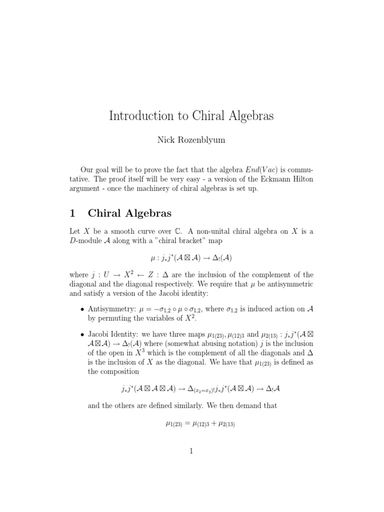 Chiral Algebras | PDF | Module (Mathematics) | Abstract Algebra