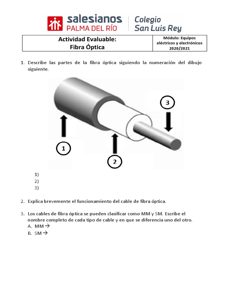Partes y Funcionamiento de la Fibra Óptica | PDF