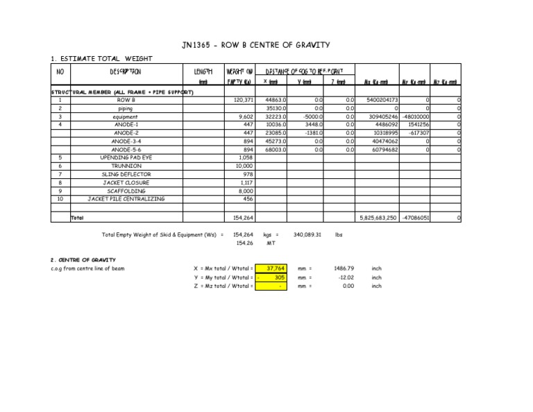 CoG Calculation Row B | PDF