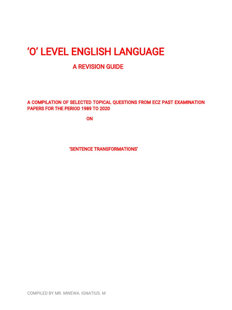 O Level English Sentence Transformations Guide | PDF