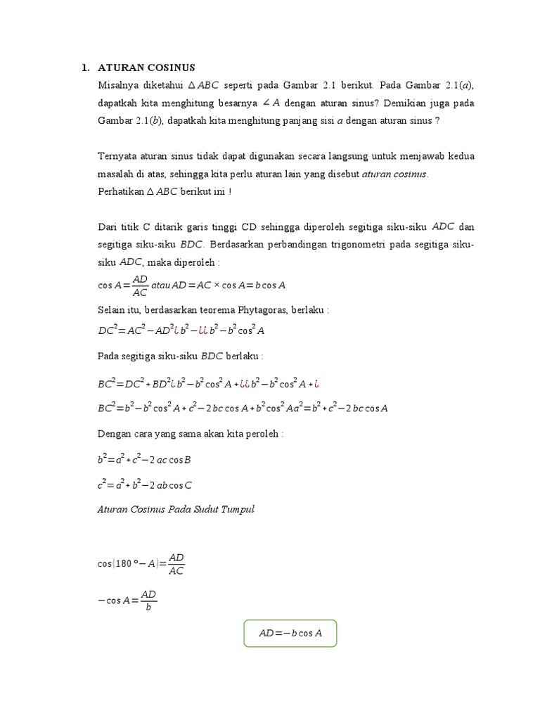 Aturan Cosinus | PDF