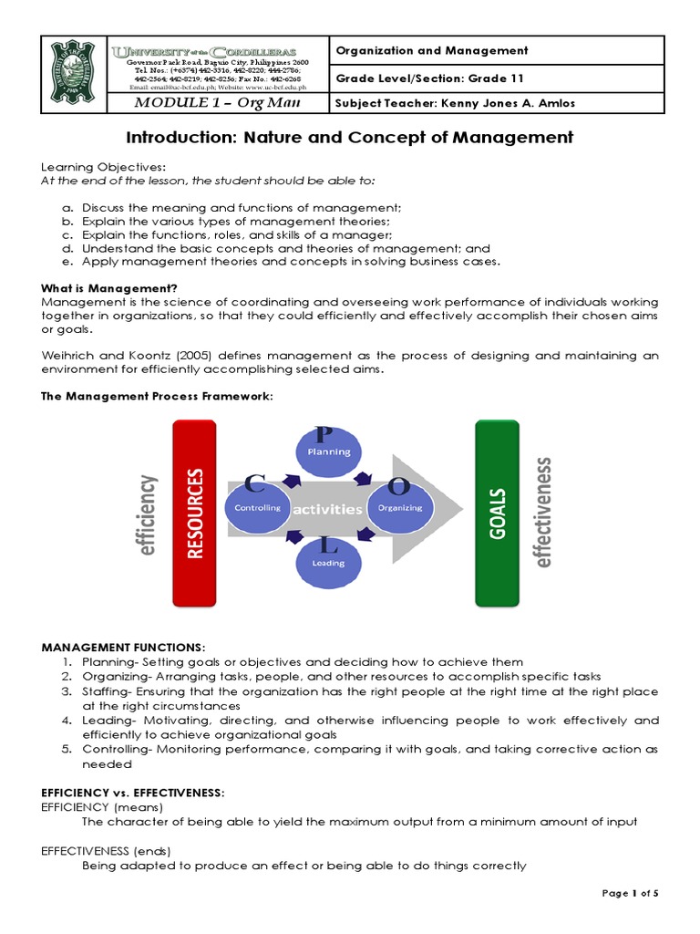Org Man - Module 1 - Introduction To Management | PDF | Cognition ...