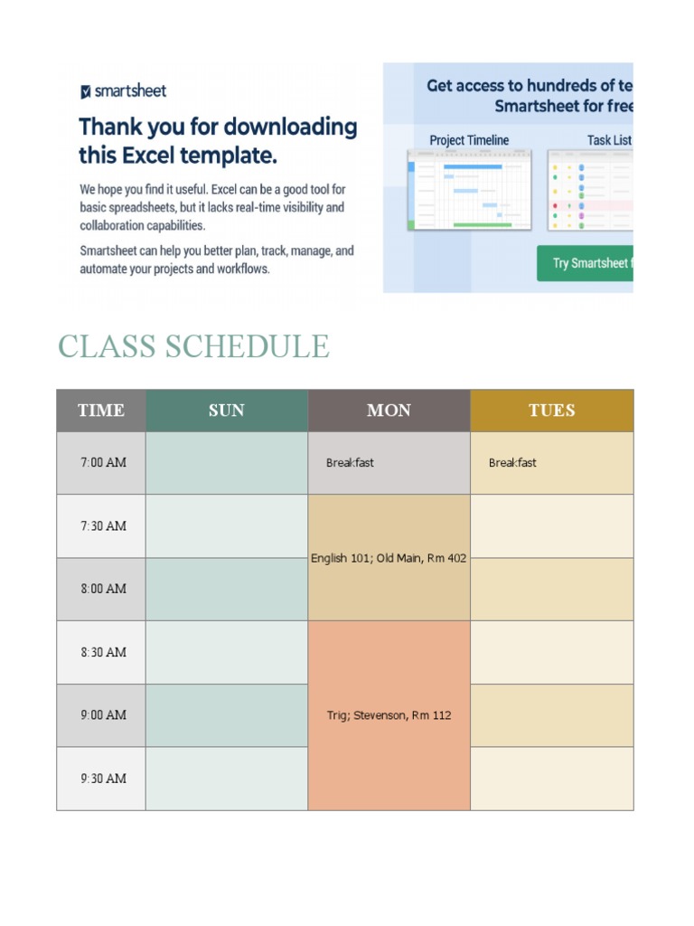 Class Schedule Template V1 | PDF