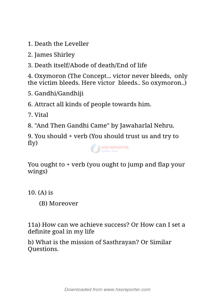 HSSRPTR - +1 Eng Detailed Model Exam 2021 Updated | PDF | Stephen Hawking | Quarantine