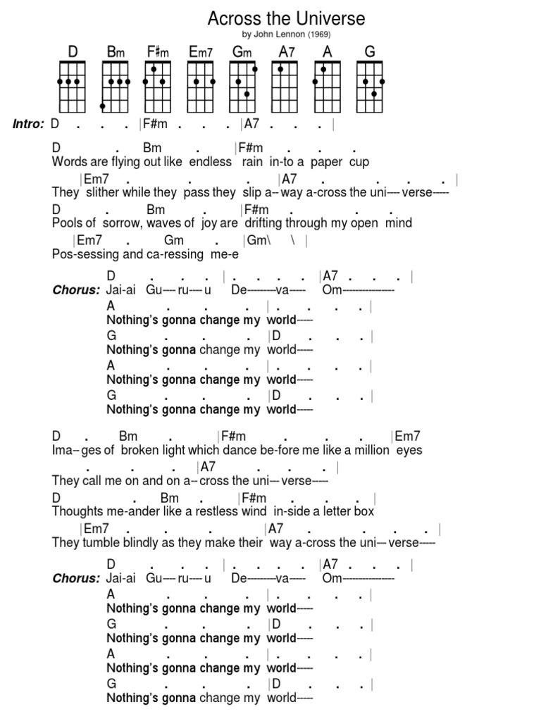 Across The Universe - v1c | PDF | The Beatles Songs | Songs Written