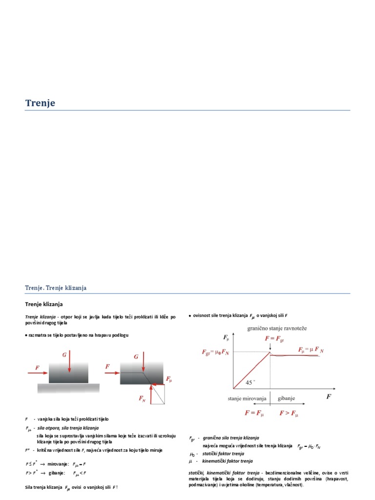 Predavanje 7 - Trenje Klizanja - Trenje Užeta | PDF