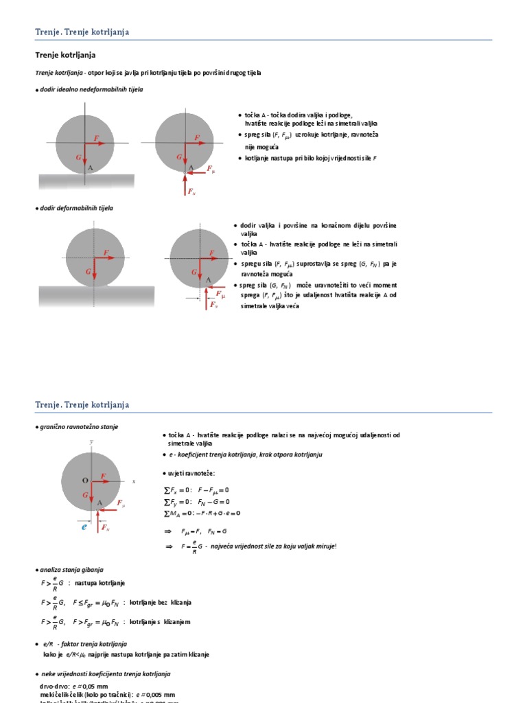 Predavanje 7 - Trenje Kotrljanja | PDF