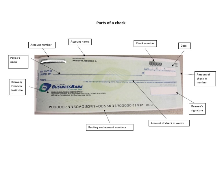 Parts of A Check | PDF