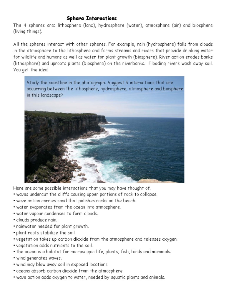 The Dynamic Interactions Between Earth's Spheres: A Study of Coastal ...