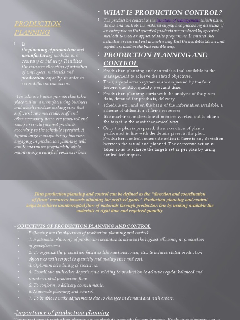 Production Planning and Control Guide | PDF | Business | Economies