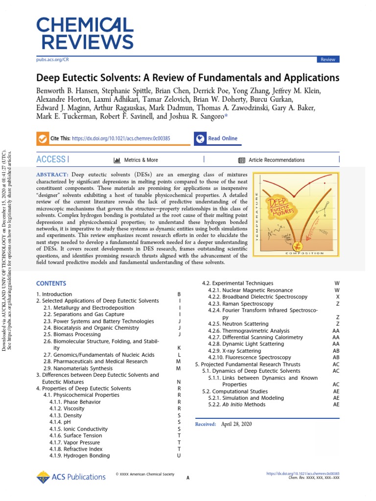 Deep Eutectic Solvents: A Review of Fundamentals and Applications | PDF ...
