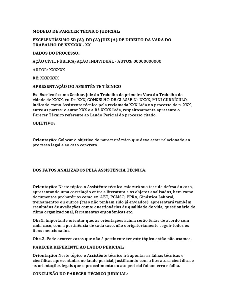 Modelo de Parecer Técnico Judicial | PDF