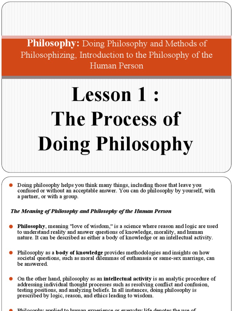 Lesson 1: The Process of Doing Philosophy | PDF | Knowledge | Thought