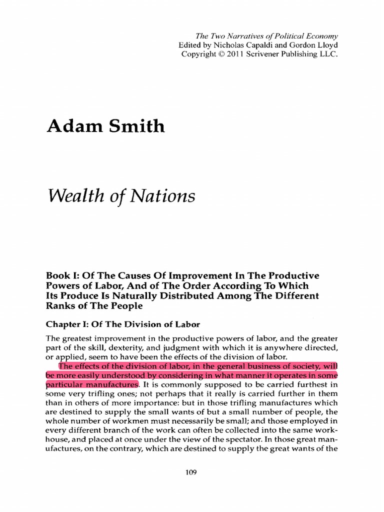 Adam Smith Wealth of Nations | PDF | Labour Economics | Value (Economics)