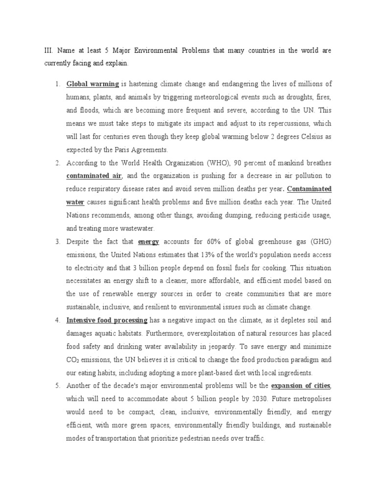Major Global Environmental Issues Explained | PDF | Climate Change ...