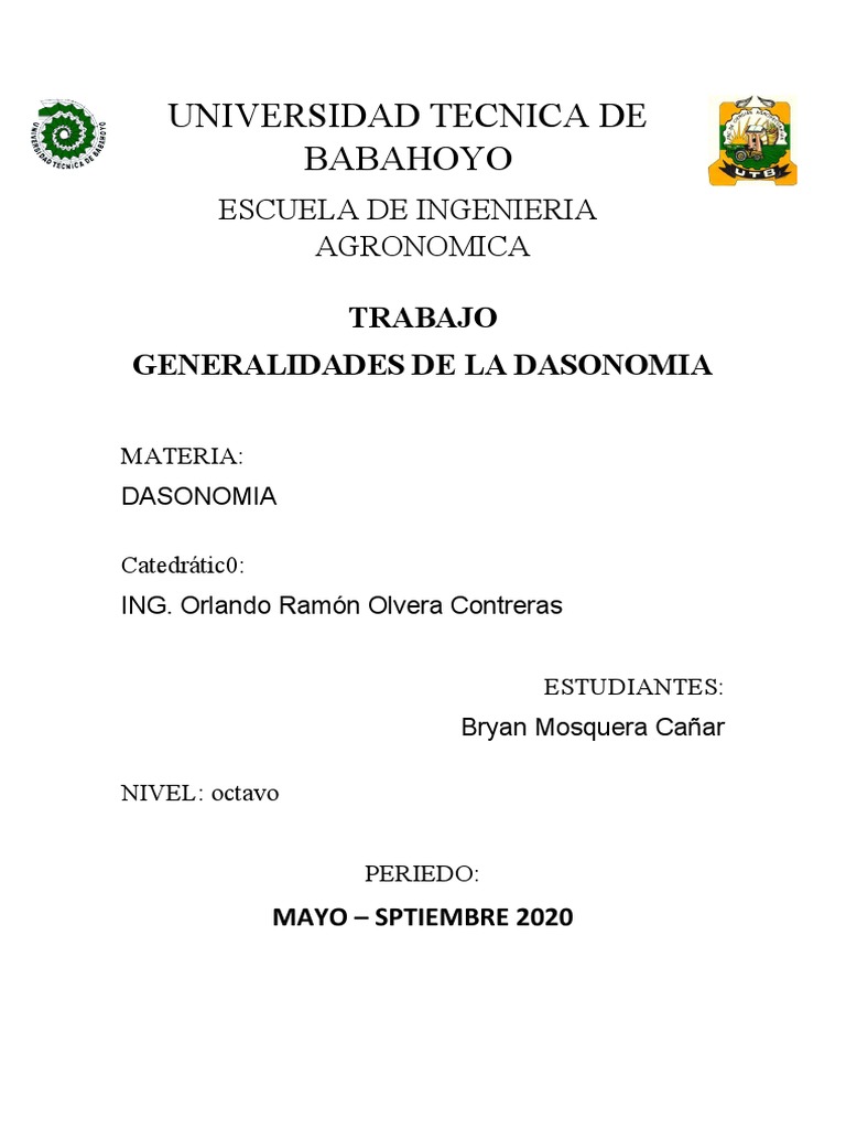 Generalidades de la Dasonomía | PDF | Los bosques | Sustentabilidad