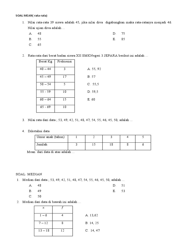 Soal Mean, Median, Modus | PDF