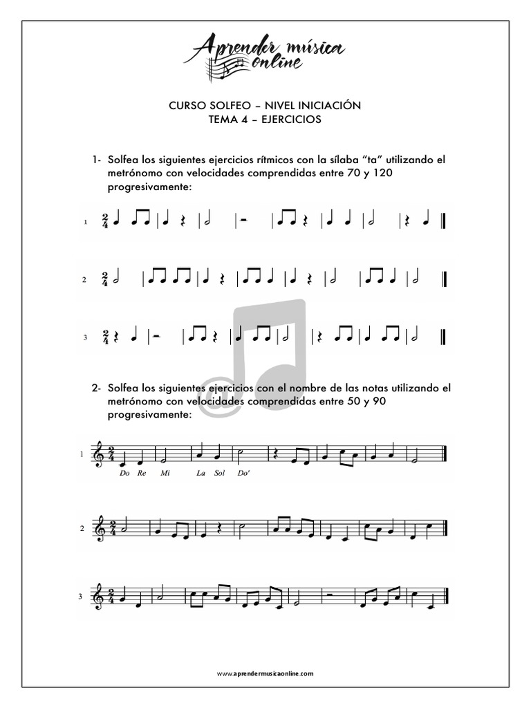 Ejercicios de Solfeo para Principiantes | PDF