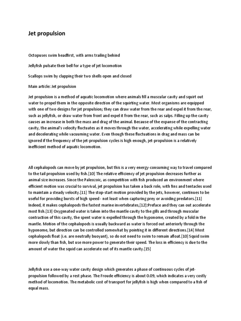 Jet Propulsion | PDF | Zoology | Aquatic Animals