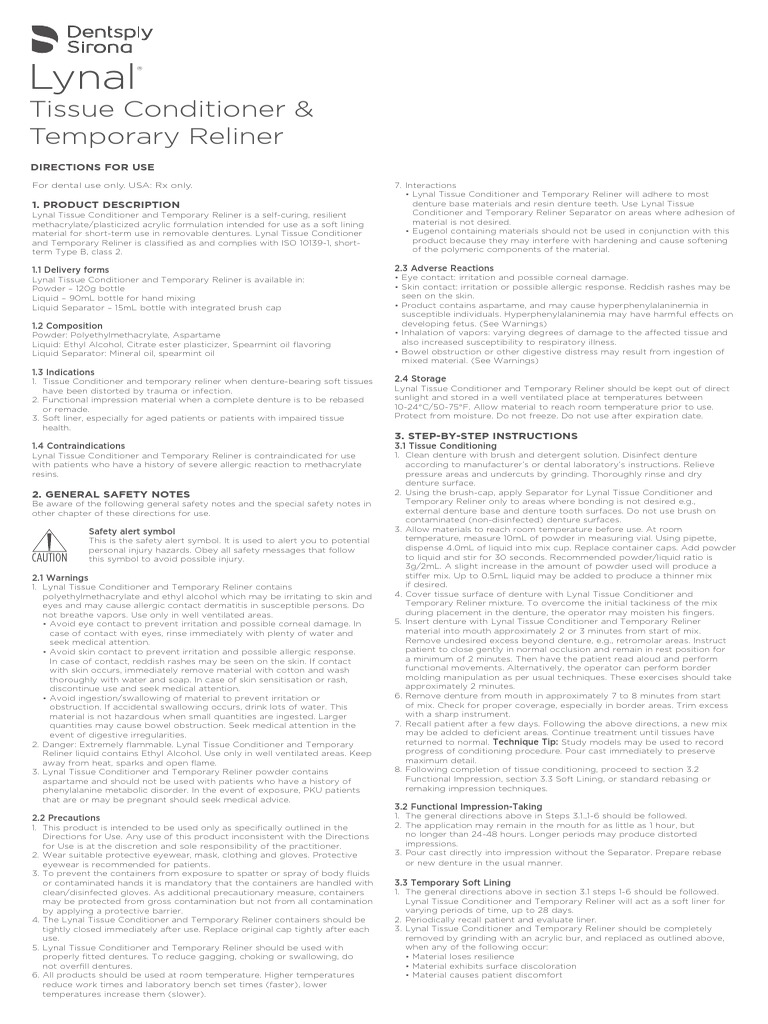Instrucciones Lynal | PDF | Dentures | Disinfectant