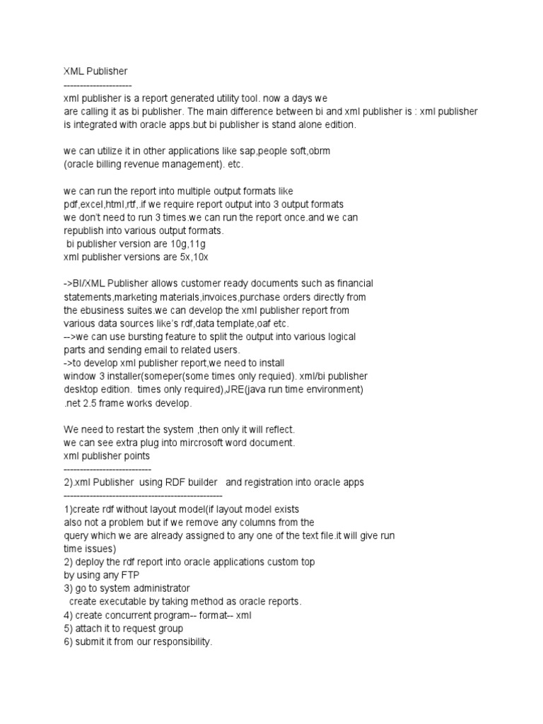 XML Publisher | PDF | Xml | Computing